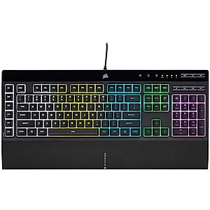 Corsair K55 RGB PRO Membrane Wired Gaming Keyboard – IP42 Dust and Spill-Resistant – 6 Macro Keys with Elgato Integration – iCUE Compatible – QWERTY NA – PC, Mac, Xbox – Black