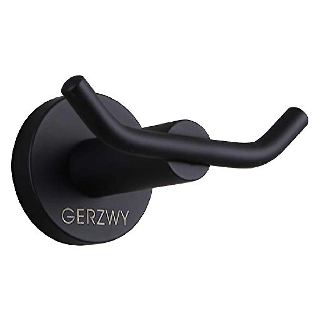 GERZWY Bathroom Matte Black Coat Hook SUS 304 Stainless Steel Double Towel/Robe Clothes Hook for Bath Kitchen Modern Hotel Style Wall Mounted AG61918-BK