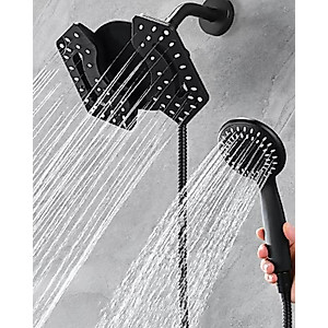 Black Shower Head with Handheld: 2-in-1 Shower Head High Pressure with Rainfall Shower Head Handheld Shower head Detachable Shower Head with Hose, 2.5GPM Double Shower Head Dual Shower Head Cambo