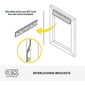 OOK French Cleat, Picture and Mirror Hanger with Hardware, 100lb, Aluminum, 533208