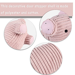 SANFERGE Cute Decorative Door Stopper for Home and Office Floor Door Stops, Fabric Animal Weighted Heavy Wall Protectors, Pink Pig