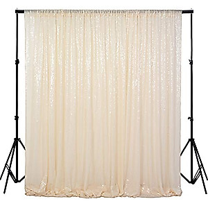 ShiDianYi 4FTX6FT-Ivory-SEQUIN Photo Backdrop, Beige Wedding Photo Booth, Photography Background Ivory Sequin Backdrop Curtain Glitter Backdrop for Parties