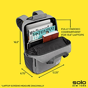 Solo Re:Claim 15.6 Inch Laptop Backpack, Grey, One Size
