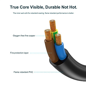 3 Prong AC Power Cord for LG Plasma TV 32" 39" 40" 42" 44" 47" 49" 50" 55" 60" 65" Inch 32LB560B 39LN5300 42LF5600 43LF5400 50LF6000 55UB8500 LED LCD Smart TV Replacement C5 Power Cable