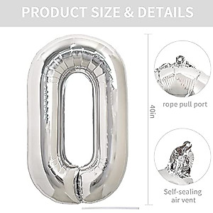 TONIFUL 40 Inch Large Silver Letter O Balloons Helium Balloons,Foil Mylar Big Letter Balloons for Birthday Party Anniversary Supplies Decorations