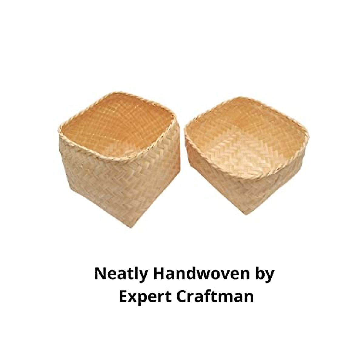 FOREVER 1 – Sticky Rice Basket 3.5 (3) x 3.5 (3) Inches, Kratip Bamboo Steamed Sticky Rice Container, Thailand Handmade Serving Basket, Original Bamboo Color, Thai and Laos Kratib for Home, Restaurant