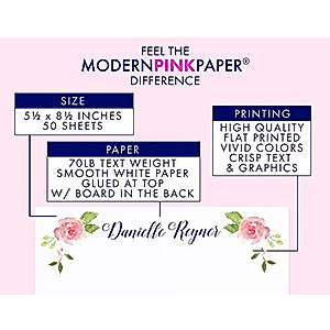 Script Personalized Notepads for Women, Casual Script Personalized Stationery for Women, Letter writing Stationary Paper, Personalized Notepads with Name, size 5.5in x 8.5in, 50 sheets
