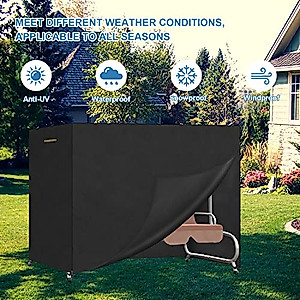 VANSHEIM Outdoor Swing Cover 3 Triple Seater Hammock Cover Garden Swing Covers for 3 Seater Waterproof Windproof Anti-UV Heavy Duty Oxford Fabric Patio Furniture Cover 84.6"x49.2"x66.9"