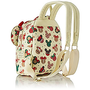 Loungefly Disney Christmas Mickey and Minnie Cookie Headband and Double Strap Shoulder Bag Gift Set, White, Standard