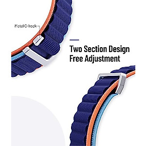 Nhoebwe Upgrade Design Alpine Loop Nylon Band Compatible with Apple Watch Band 49mm 45mm 44mm 42mm 41mm 40mm 38mm Men Women, Detachable Adjustable with Metal C-Hook Strap for iWatch Series