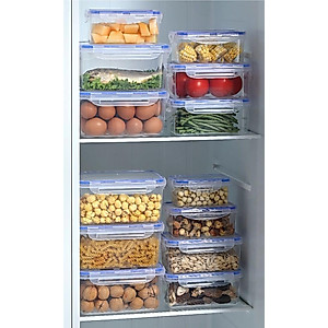BIIFUN 8-Piece Food Storage Containers with Lids，Rectangle Meal Prep Container, Non-Toxic, BPA-Free with 4 Locking Tabs, Heatable and Refrigerated .Microwave, Dishwasher, and Freezer Safe.