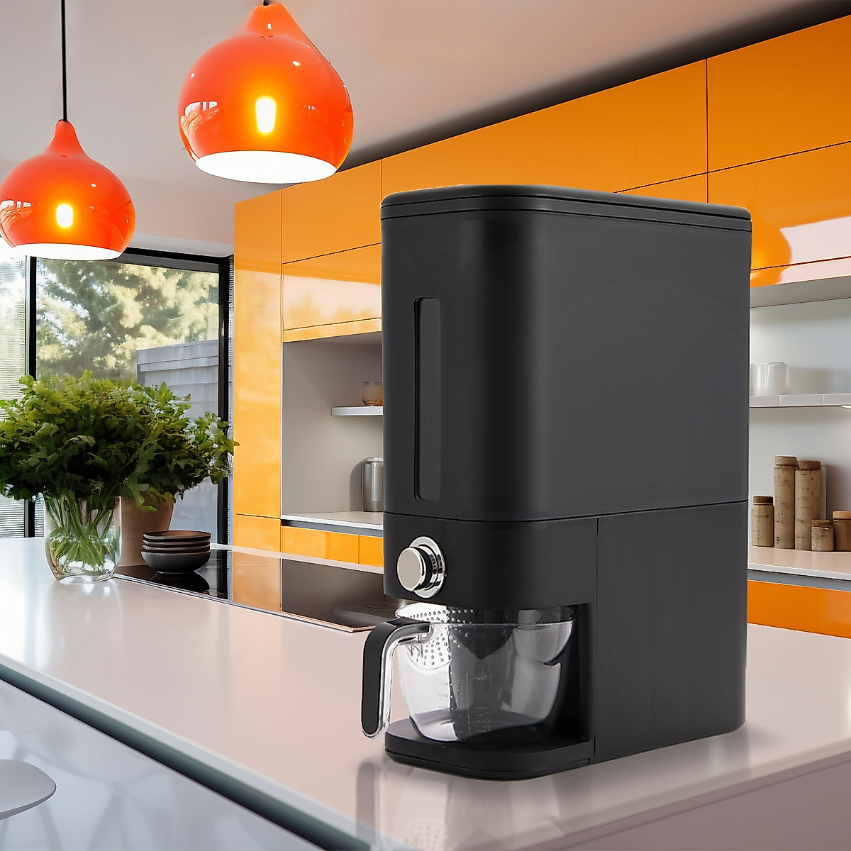 Rice Dispenser 20 lbs I Rice Storage Container 20 lbs with Sponge, Scoop & Rice Measuring Cup I Airtight Rice Container with Lid I Best Food Dispenser Rice Bucket I Cereal Dispenser for Pantry