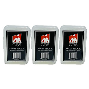 G.B.S Alum Block Bar Travel Cases, Pack of 3 (100 Grams Per Bar) Potassium Shaving Alum After Shave Soothing Razor Burn Relief