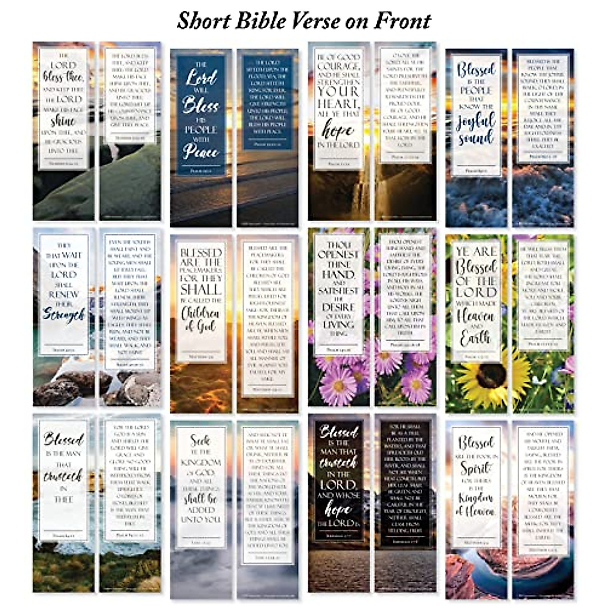 JBH Creations Blessings from Scripture Bible Verse Bookmarks - Pack of 48