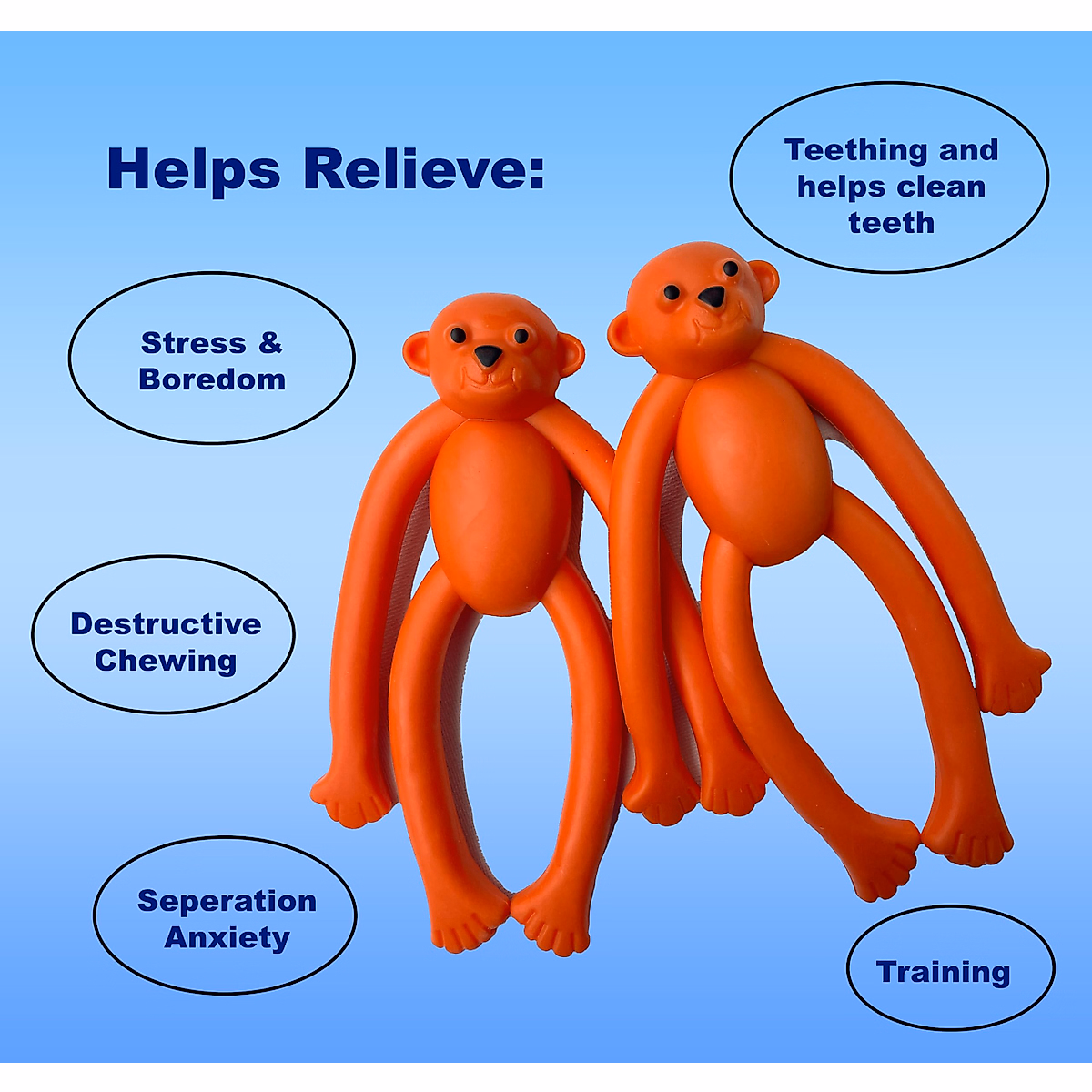 SHAGGYTAILVILLAGE Puppy Chew Toys 2-Pack for Small/Medium Dogs, Puppy Teething Toys, Rubber Monkey Dog Toys for Teething and Fetch