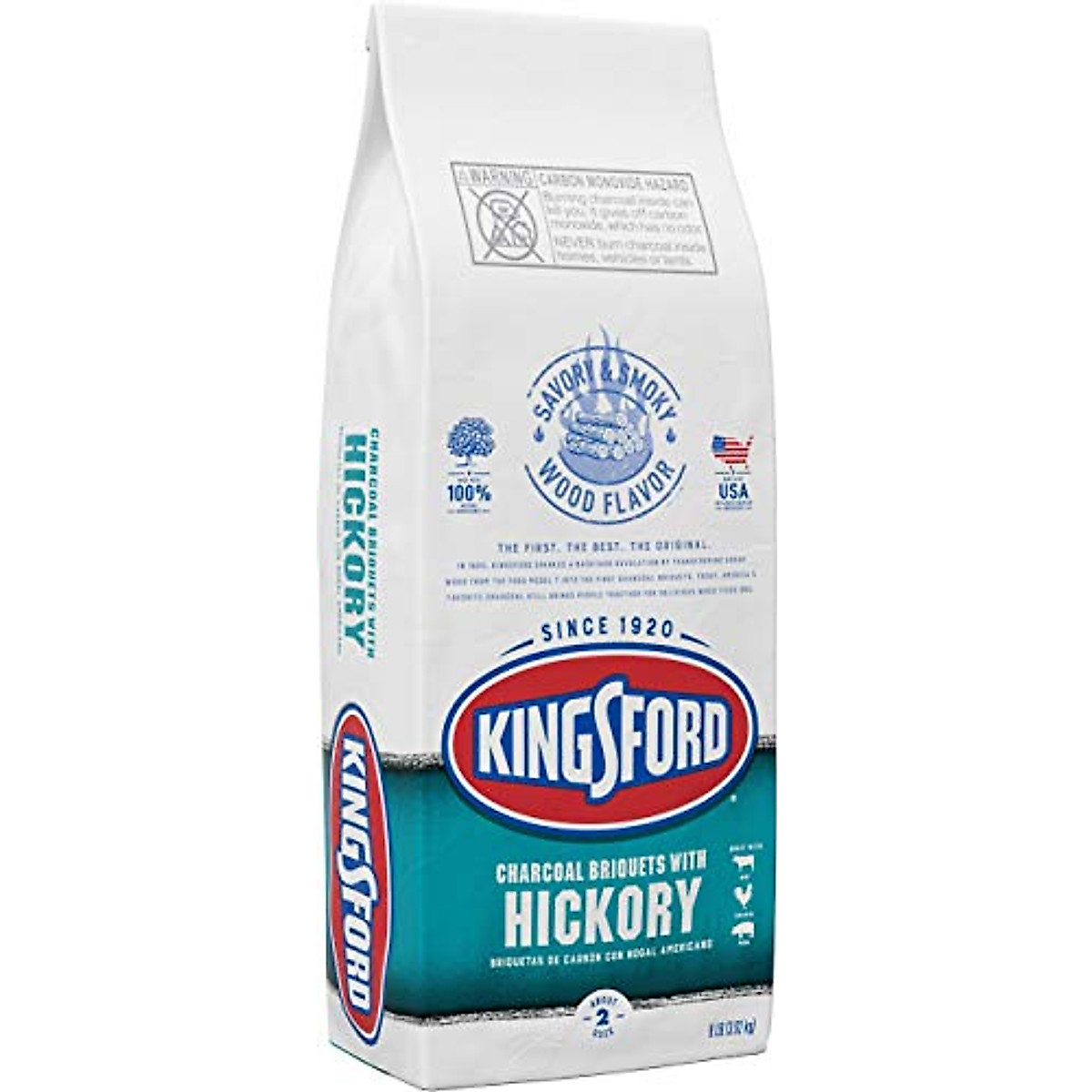 Kingsford 32079 Original Charcoal Briquettes with Hickory, 8 lb, Black