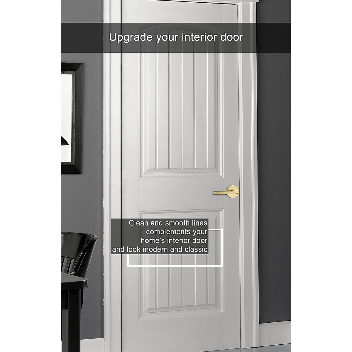 goldenwarm Gold Interior Door Handles, Gold Privacy Lever Door Handle, Heavy Duty Interior Bedroom Door Lever Pack, Gold Door Handles Interior for Bathroom (3 Pack)