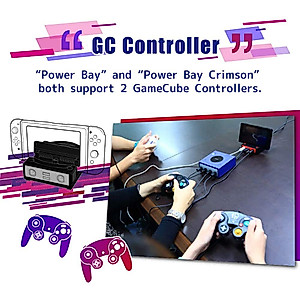 Brook Power Bay Crimson - Portable and Fast Charging Dock Stand, Docking Station for NS Switch, Compatible with Switch and GC Controllers, Support HDMI Out Put