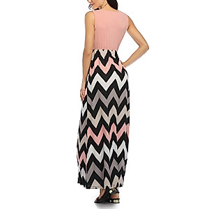 Mommy Jennie Women's Summer Dresses Loose Floral Print Sleeveless Maxi Dress,A-pink,XL