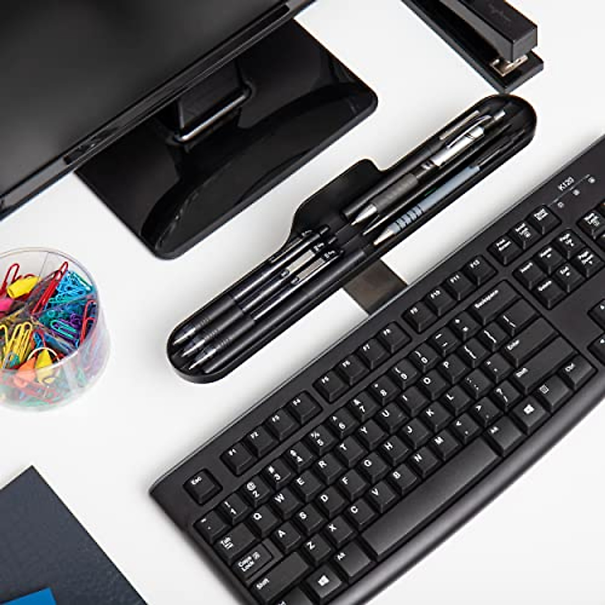 Mind Reader Anchor Collection, Over Keyboard Shelf for Cell Phone, Tablet, Pens and Accessories, Desktop Organizer, 13" L x 2" W x 3.5" H, Black