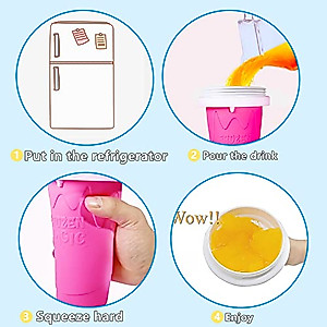 cdbz Slushy Cups,Slushie Maker Squeeze Cup,Frozen Magic Slushy Maker Cup,Slushy Cup 2 Pack, Protable Smoothie Mug Ice Cream Maker for Juices and Drinks (BLUE+PINK)