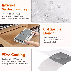 Lifewit 2 x 80L Laundry Hamper, Freestanding Laundry Basket with Handles, Waterproof Tall Collapsible Clothes Hamper for Laundry Dorm Bedroom Bathroom, Dark-Light