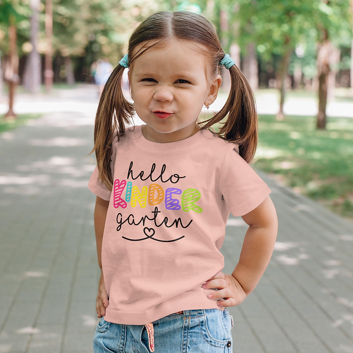 Olive Loves Apple Hello Kindergarten First Day of School Gift Back to School Mauve Shirt 5/6