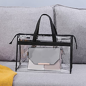 EZEKMAF Clear Dustproof Bags, 15×10×7 Inch Dust Cover Protector Storage Organizer Zipper, Hanging Transparent Hand Purse Box Organization for Closet Shelf, Makeup Clothes, Home Travel Stadium