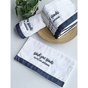 Luxury Hand Towels Set of 2 Super Soft 100Percent Cotton with Funny Decorative Embroidery Hand Towels for Bathroom or Powder Room Highly Absorbent Face Washcloth Towel 28.7 x13.7Inches White