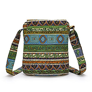 OPQRSTU Women's Retro Small Size Canvas Shoulder Bag Hippie Hobo Crossbody Handbag Casual Tote (Green)