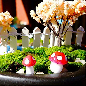 ASkinds 50Pcs/Set Mini Mushroom Decoration, Miniatures Artificial Succulent Plant Pot Resin Craft Decoration for Home DIY Micro Landscape Decor(Red)