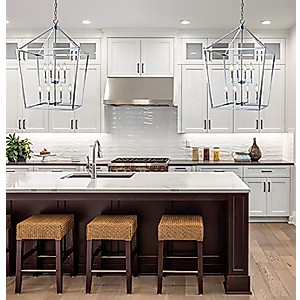 JONATHAN Y JYL7438C Pagoda Lantern Dimmable Adjustable Metal LED Pendant Classic Traditional Dining Room Living Room Kitchen Foyer Bedroom Hallway, 20 in, Chrome