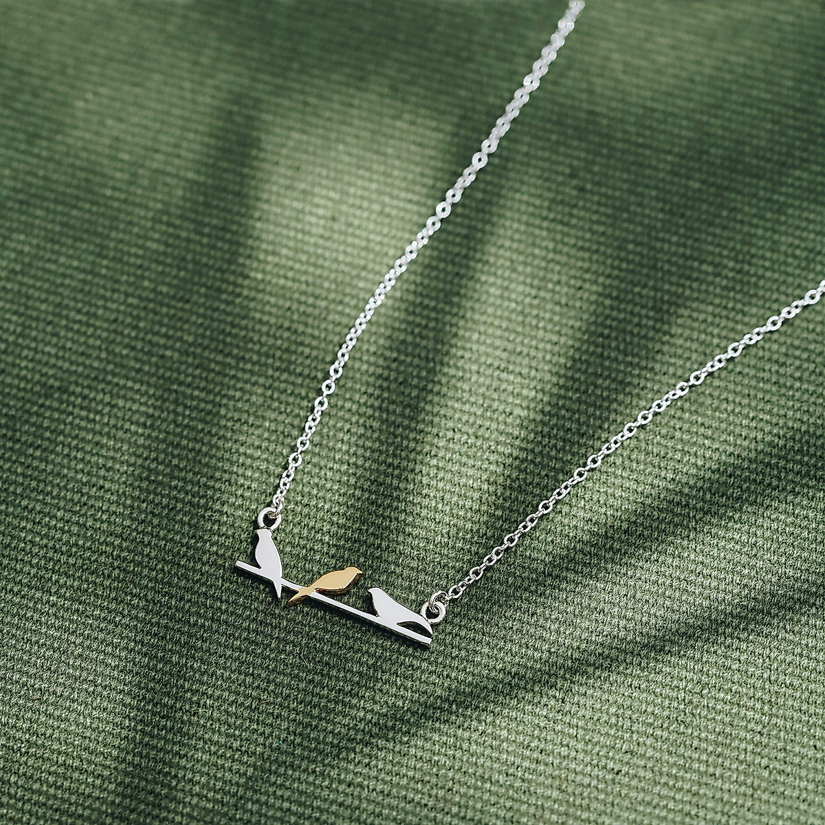 Boma Jewelry Sterling Silver Birds On A Wire 14 KT. Gold Vermeil Necklace, 18 Inches