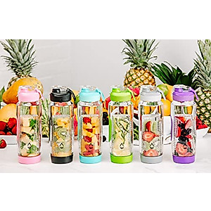 Infusion Pro 32 oz Fruit Infuser Water Bottle with Insulated Sleeve & 50 Recipe Fruit Infusion Water eBook : Bottom Loading, Large Water Infuser for More Flavor : Unique Gift Idea for Women