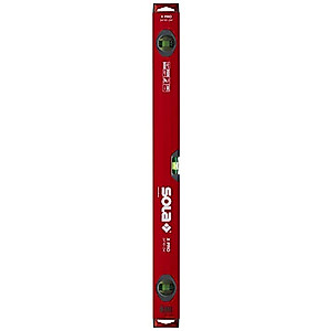 SOLA LSX482410 X PRO Aluminum Box Profile Spirit Level Set with 60% Magnified Vials, 10, 24 & 48-Inch , Red