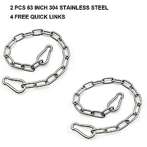 MIKMAYTOO Heavy Duty Stainless Steel Chain 550LB Capacity for Punching Bags Hanging Chair Hammocks Swing Trapeze Yoga (68, 4MM-2 PCS)