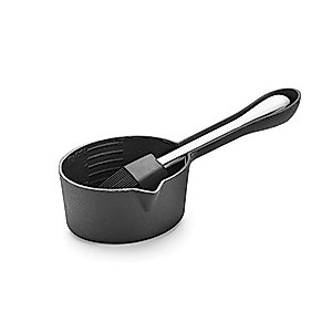 Outset Q173 Cast Iron Sauce Pot with Brush, 1 EA, Black