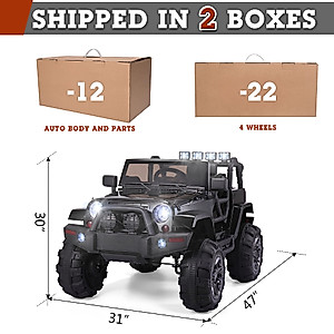 Tobbi Kids Ride on Truck Style 12V Battery Powered Electric Car W/Remote Control Black