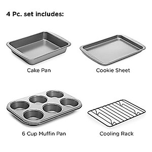 Ecolution EIOGY-1204 Toaster Oven Bakeware 4Piece Set | Nonstick Heavy Duty Carbon Steel,Gray