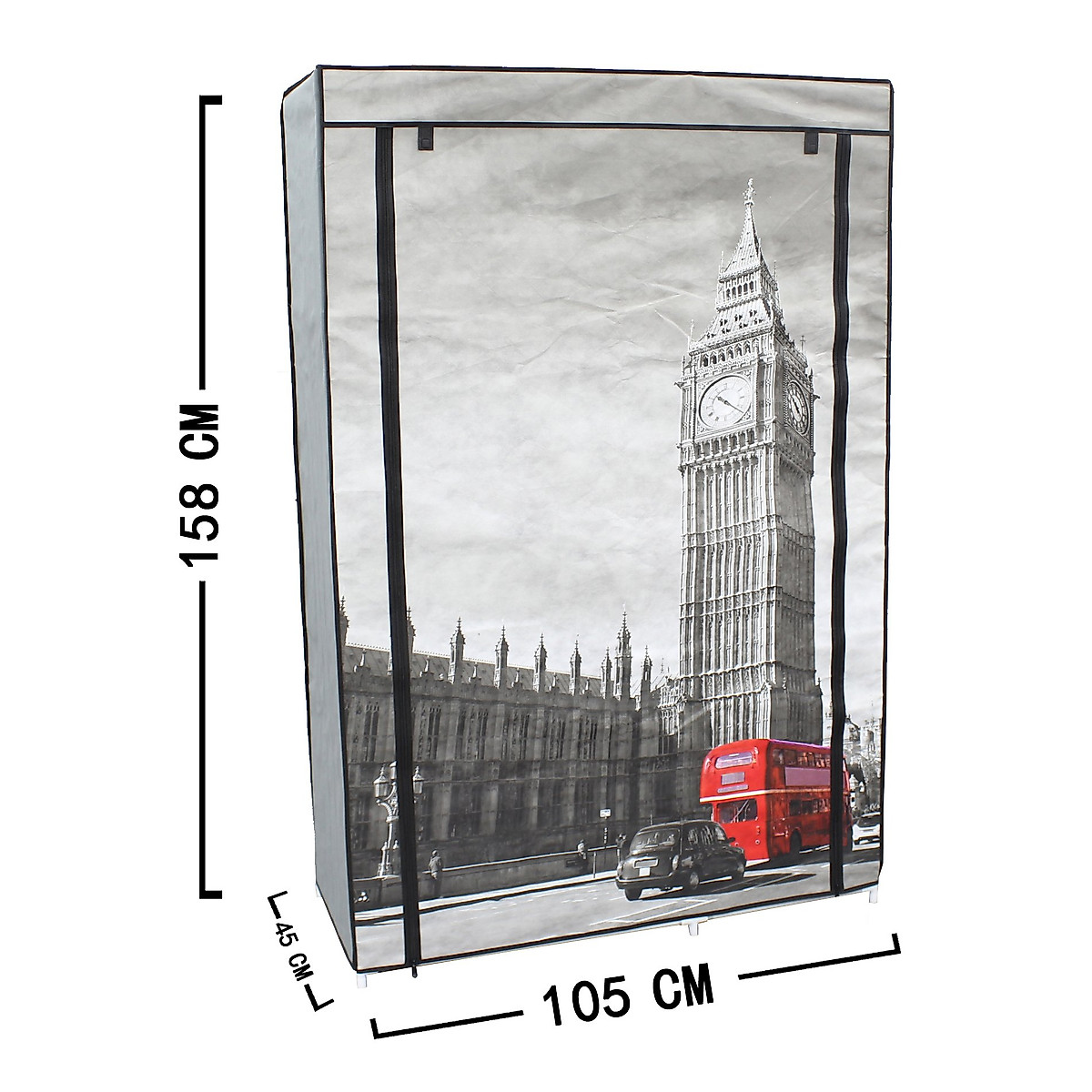 Switch Innovation Storage Closet Portable Temporary Clothing Wardrobe, Free-Standing Clothes Rack, Non-Woven Fabric Dresser, Dorm Room Cupboard, Contemporary Design Big Ben