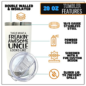 Brooke & Jess Designs Uncle Gift Tumbler - Large Travel Cup - Funny Gifts for Uncles