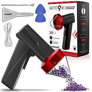Auto9 2.5" Large Electric Grinder: Auto Spice Grinder with Auto Dispensing, Portable 4g Capacity with Two-Direction Rocker Switch Block Free(Black & Red)