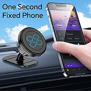 【 2-PACK 】Magnetic Phone Car Mount,【 Super Strong Magnet 】Magnetic Car Phone Holder for Dashboard 【 360° Rotation 】Universal Magnetic Dash Mount Cell Phone Holder iPhone Car Mount Fits All Smartphones
