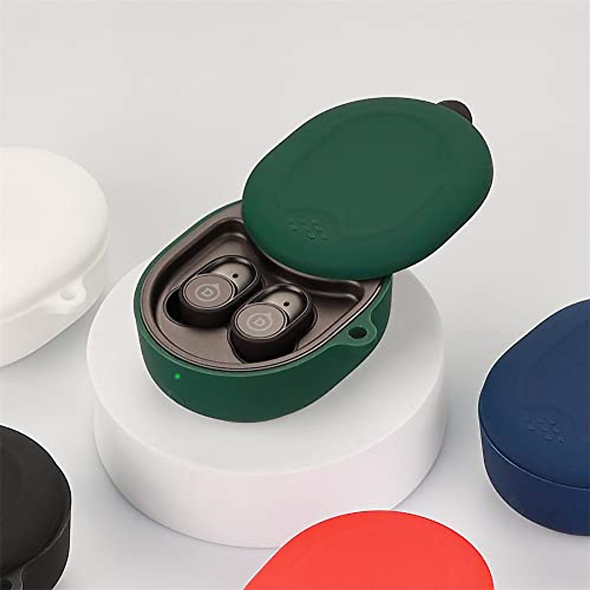 DAYJOY Soft Silicone case Compatible with Devialet Gemini, Portable Protective Shockproof Scratch Resistant Carrying Case Cover Sleeve with Carabiner Accessories (Green)