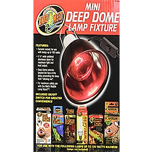 Zoo Med Mini Deep Dome Lamp Fixture with 5.5-Inch Dome, Black