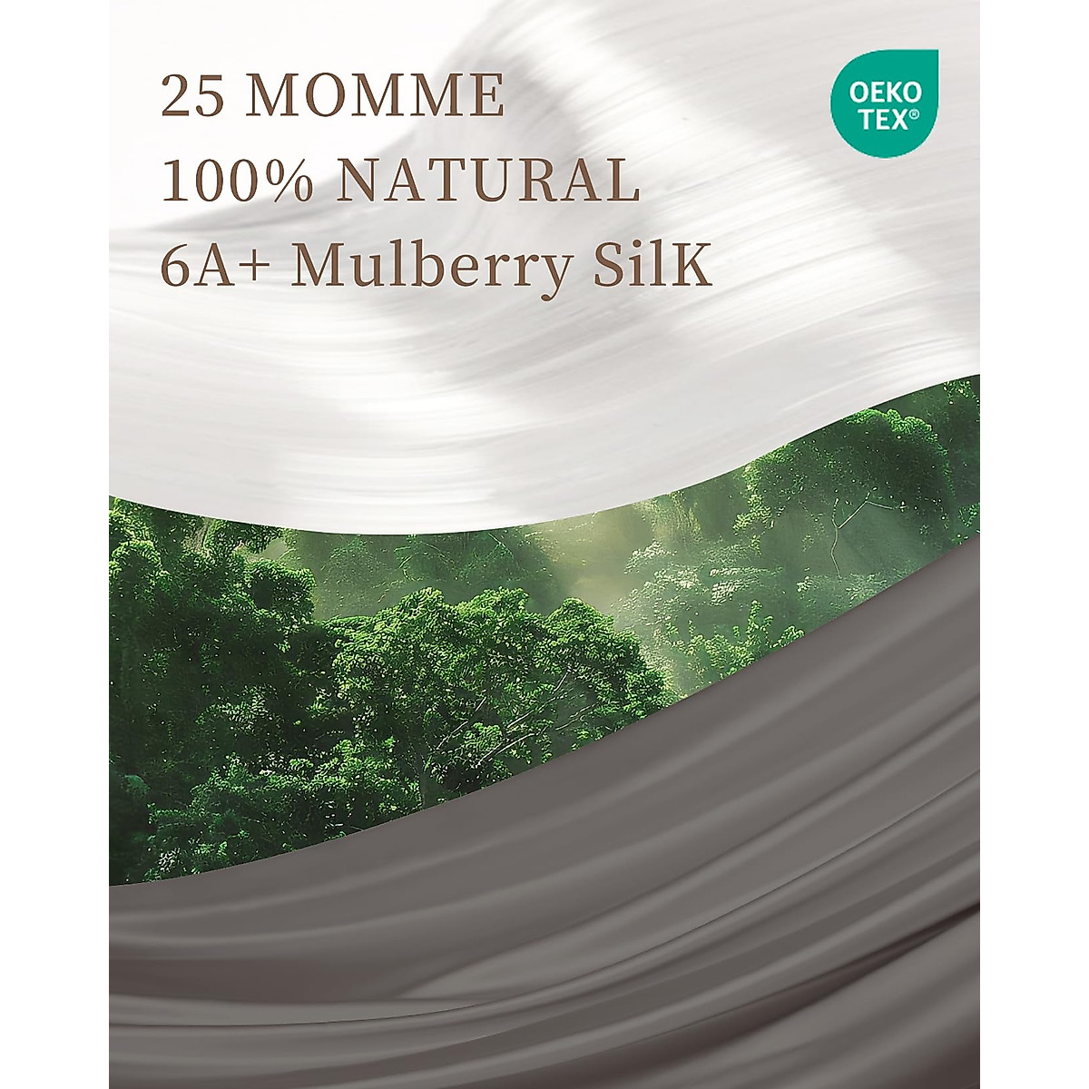 THXSILK 25 Momme Silk Duvet Cover Set 4PCS(1 Duvet Cover + 1 Fitted Sheet + 2 Pillow Shams),100% Mulberry Natural Silk Bedding Set (Charcoal, King)