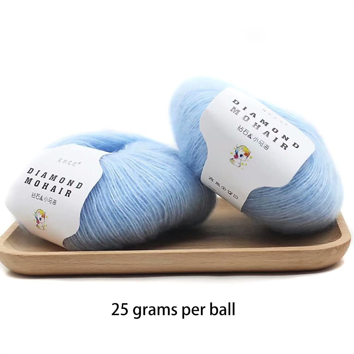 Soft Mohair Yarn Knitting Crocheting Wool Yarn Fuzzy Wool Fiber Lightweight Crochet Yarn for DIY Knitting Crafts Hats Sweater Scarf, 25g x 2 Balls