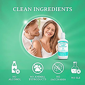 Sprinjene Fluoride Free Mouthwash Alcohol Free for Fresh Breath, Gum Health, Dry Mouth & Whitening Teeth with Black Seed Oil & Zinc - SLS Free, Toxic Free Vegan, Gluten Free, Kosher, Halal (Natural)