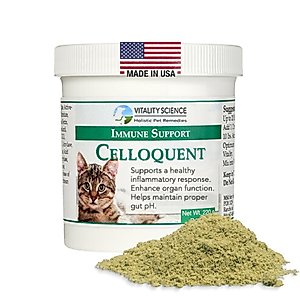 Vitality Science Celloquent for Cats | Enhanced Immune Support Formula | Maintains Proper Gut pH | Boosts Organ Function | Aids Detoxification and Healthy Inflammatory Response (120g)