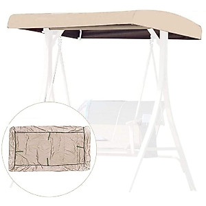 Replacement Canopy for Swing Seat 3 Seater Garden Hammock Cover, 210D Oxford Cloth Patio Swing Top Cover with 4 Reinforced Corner Pockets - UV Protection,Beige,191x120x18/23cm ( Color : Beige , Size :